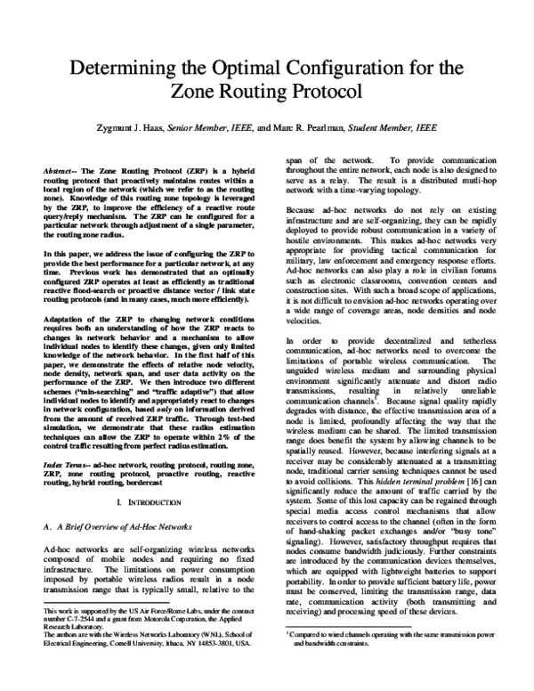 Pdf Determining The Optimal Configuration For The Zone Routing Protocol