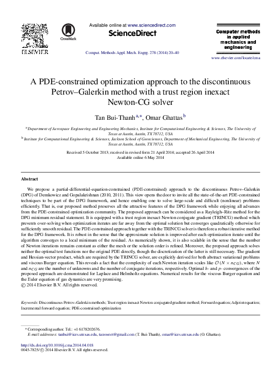 (PDF) A PDE-constrained optimization approach to the discontinuous Petrov–Galerkin method with a ...