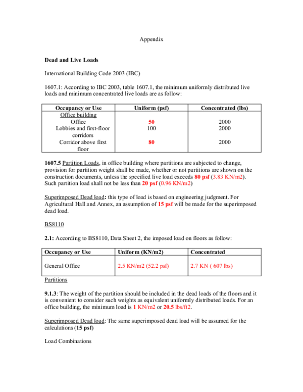 (PDF) Appendix Dead and Live Loads