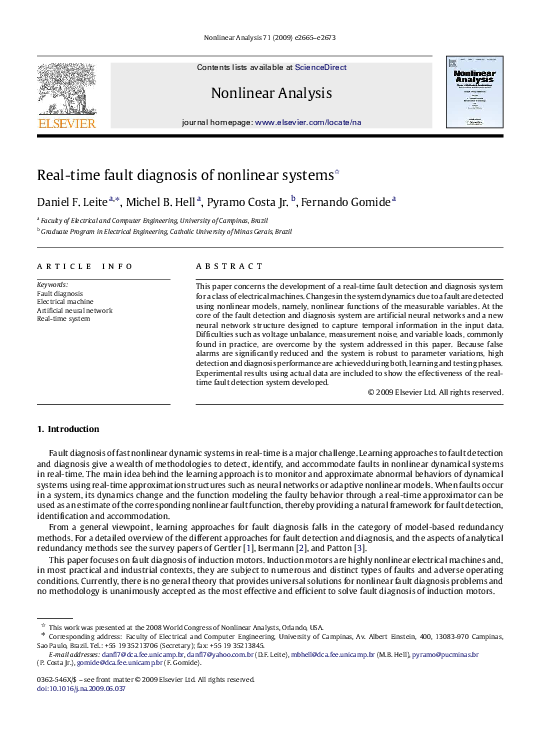 (PDF) Real-time fault diagnosis of nonlinear systems (PDF) Real-time fault diagnosis of nonlinear systems