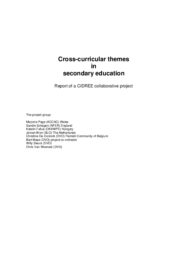 (PDF) Cross-curricular themes in secondary education Report of a CIDREE ...