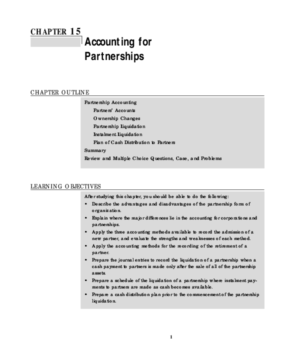 (PDF) Accounting for Partnerships CHAPTER OUTLINE LEARNING OBJECTIVES