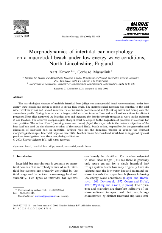 (PDF) Morphodynamics of intertidal bar morphology on a macrotidal beach ...