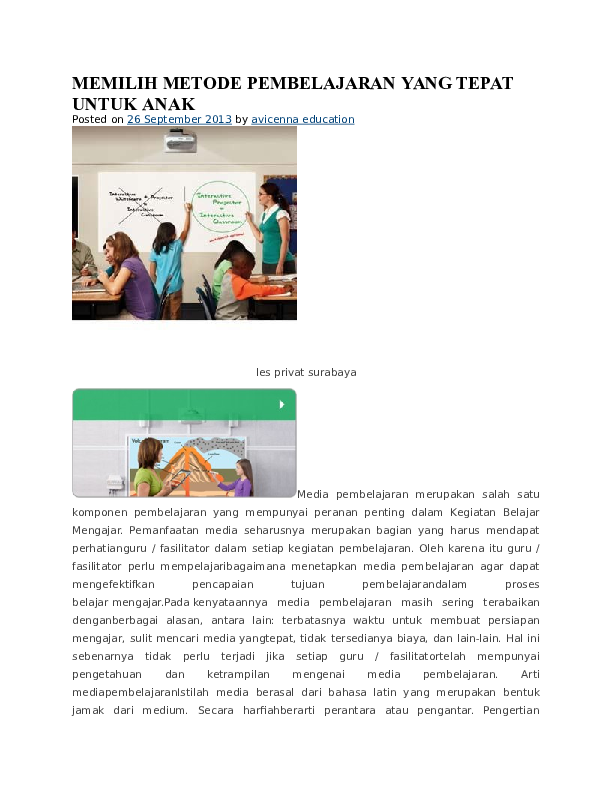 (DOC) MEMILIH METODE PEMBELAJARAN YANG TEPAT UNTUK ANAK