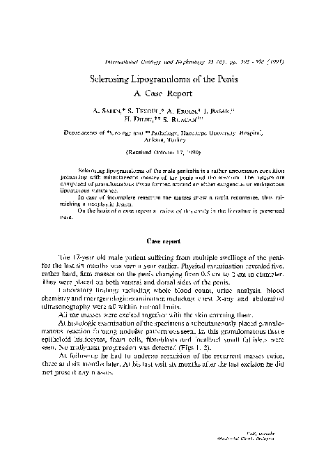 (PDF) Sclerosing lipogranuloma of the penis a case report