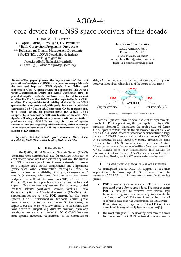 (PDF) AGGA-4: Core device for GNSS space receivers of this decade