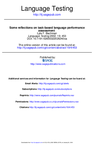 (PDF) assessment Some reflections on task-based language performance