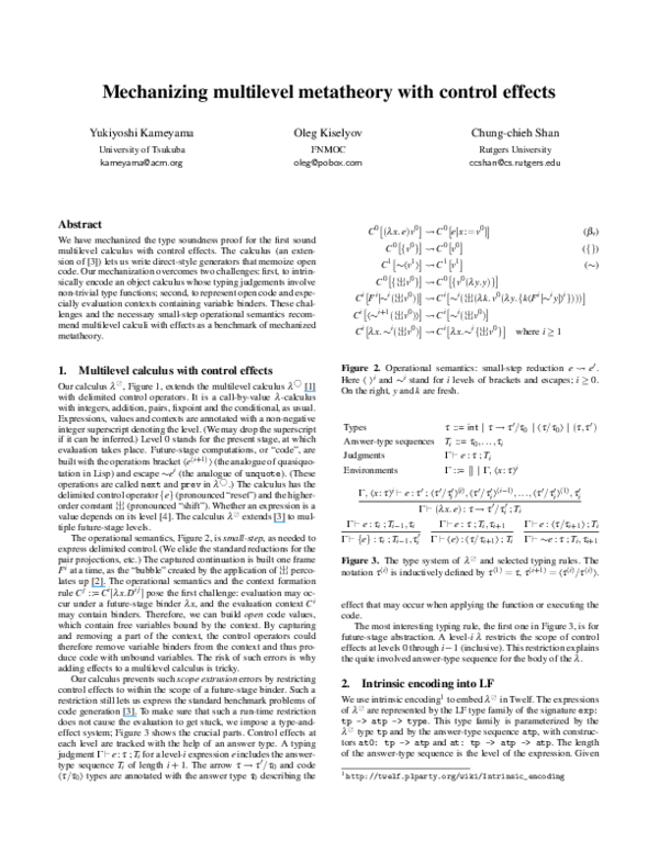 (PDF) Mechanizing multilevel metatheory with control effects