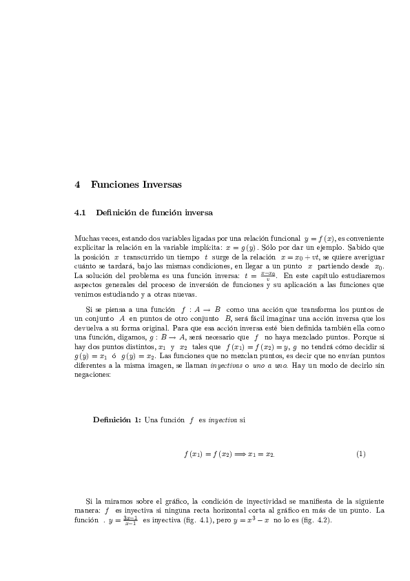 (PDF) 4 Funciones Inversas 4.1 Definición de función inversa