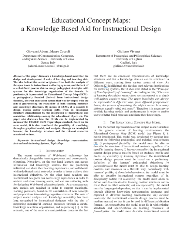 (PDF) Educational Concept Maps: a Knowledge-Based Aid for Instructional ...