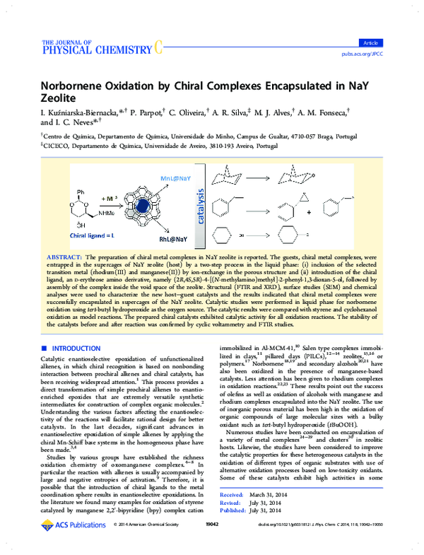(PDF) Norbornene oxidation by chiral complexes encapsulated in NaY zeolite