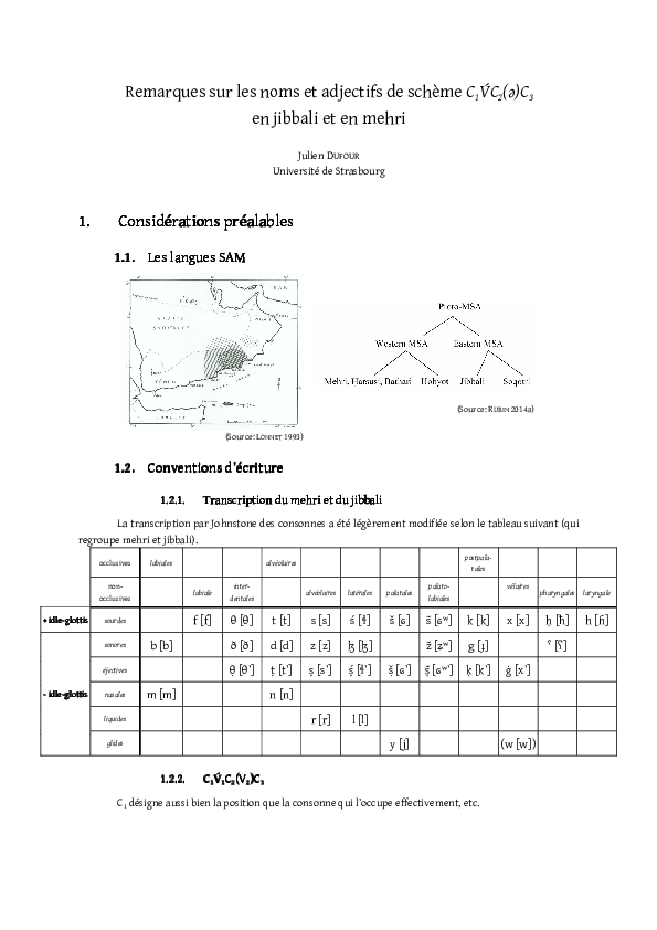 (PDF) Remarques sur les noms et adjectifs de schème C1V́C2(ə)C3 en ...