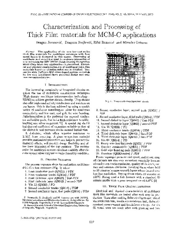 (PDF) Characterization and processing of thick film materials for MCM-C ...