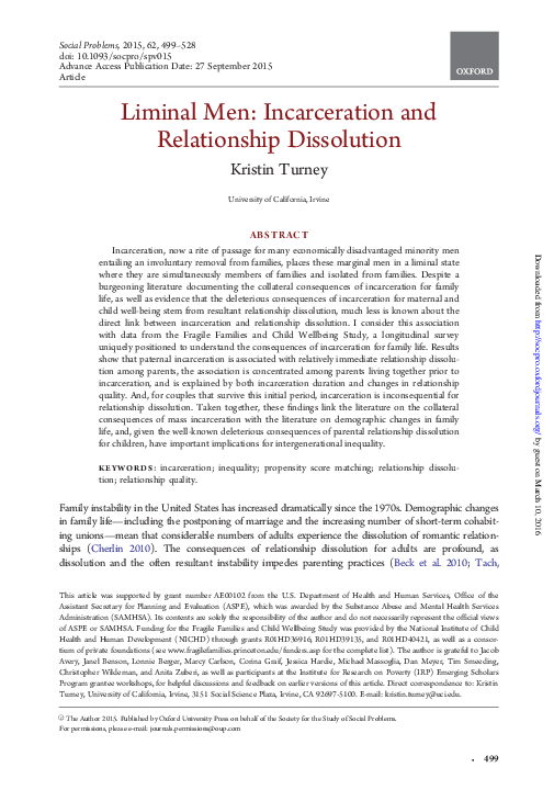 (PDF) Liminal Men: Incarceration and Relationship Dissolution