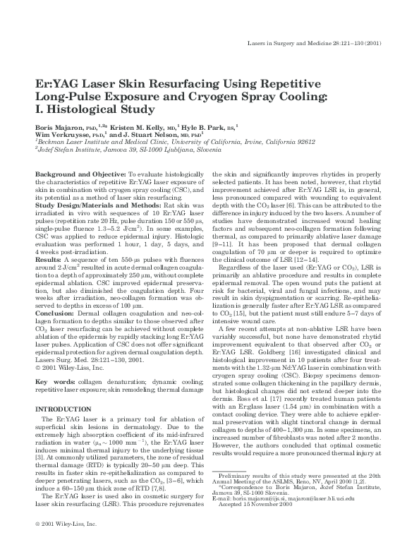 (PDF) Er:YAG laser skin resurfacing using repetitive long-pulse ...