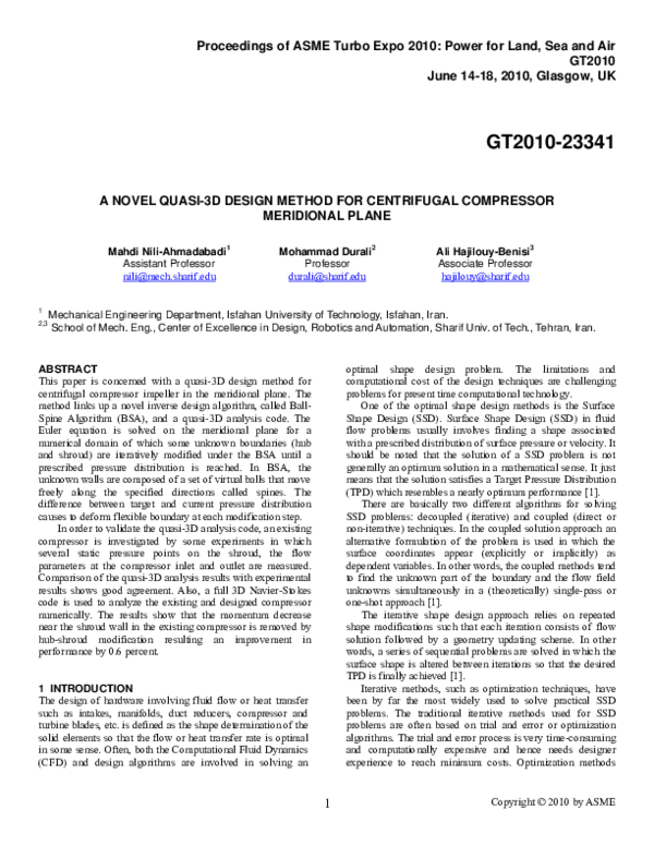 (PDF) A Novel Quasi 3-D Design Method for Centrifugal Compressor ...