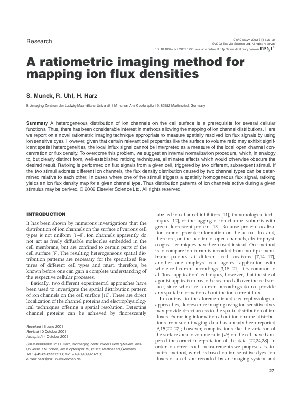 (PDF) A ratiometric imaging method for mapping ion flux densities