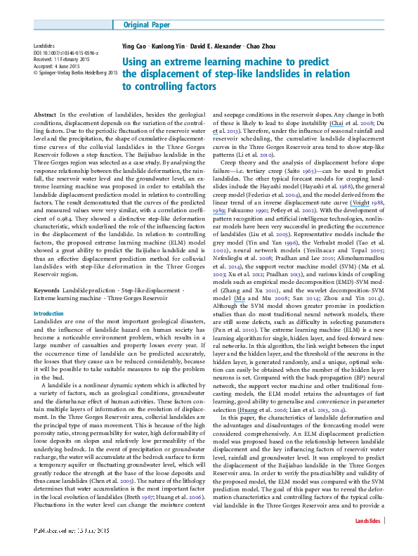 (PDF) Using an extreme learning machine to predict the displacement of ...