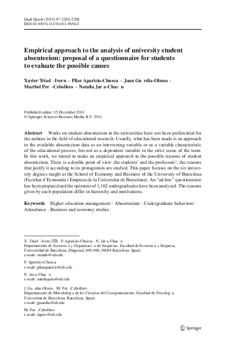 (PDF) Empirical approach to the analysis of university student ...