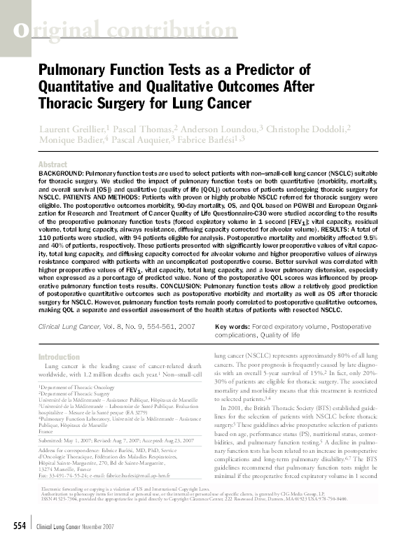 (PDF) Pulmonary function tests as a predictor of quantitative and ...