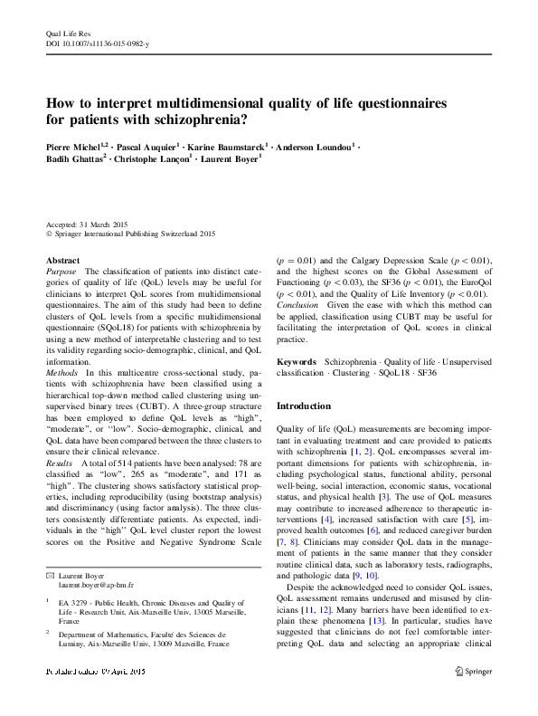 (PDF) How to interpret multidimensional quality of life questionnaires for patients with ...