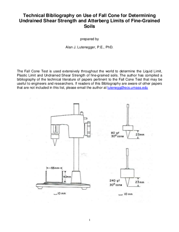 (PDF) Technical Bibliography on Use of Fall Cone for Determining ...