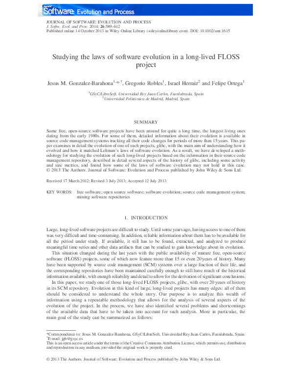 (PDF) Studying the laws of software evolution in a long-lived FLOSS project