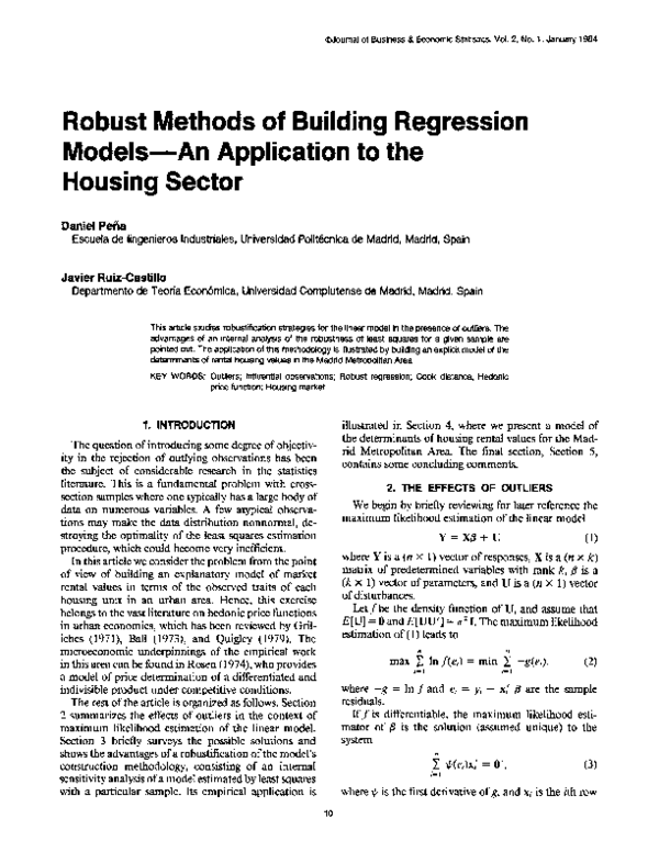 (PDF) Robust Methods of Building Regression Models—An Application to ...