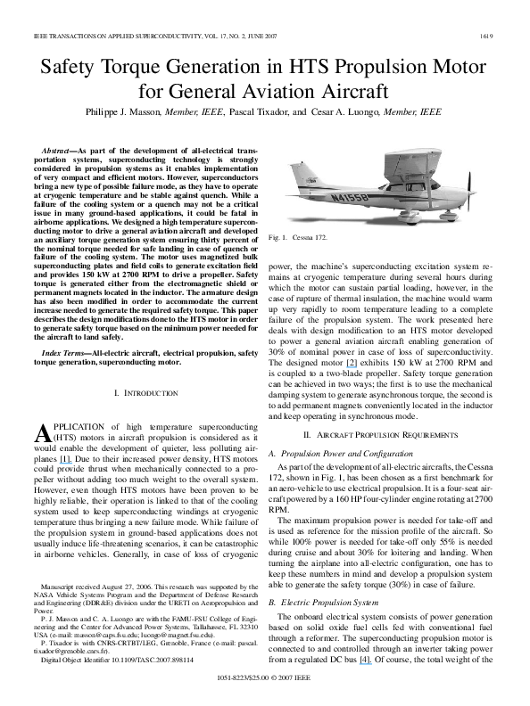 (PDF) Safety Torque Generation in HTS Propulsion Motor for General ...
