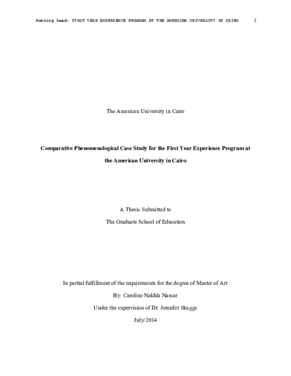 (PDF) Comparative Phenomenological Case Study for the First Year ...