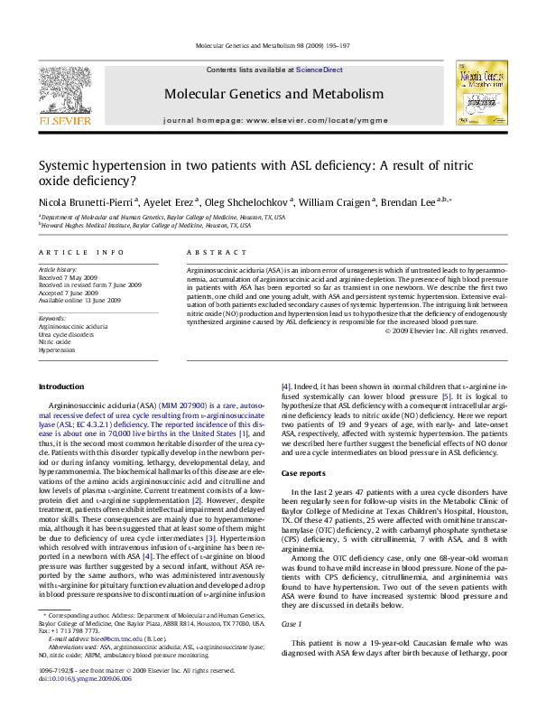 (PDF) Systemic hypertension in two patients with ASL deficiency: A ...