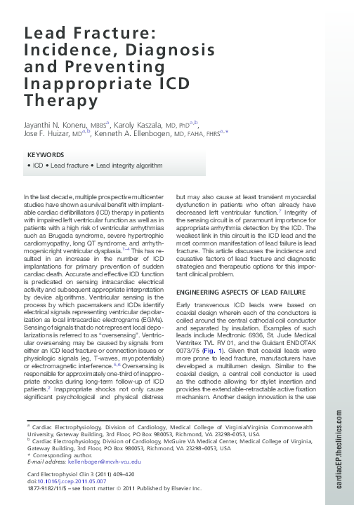 (PDF) Lead Fracture: Incidence, Diagnosis and Preventing Inappropriate ...