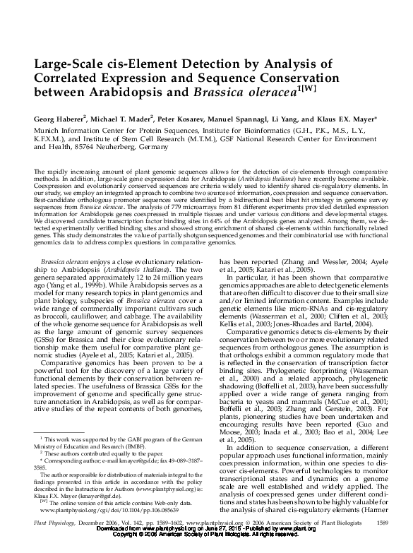 (PDF) Large-Scale cis-Element Detection by Analysis of Correlated Expression and Sequence ...