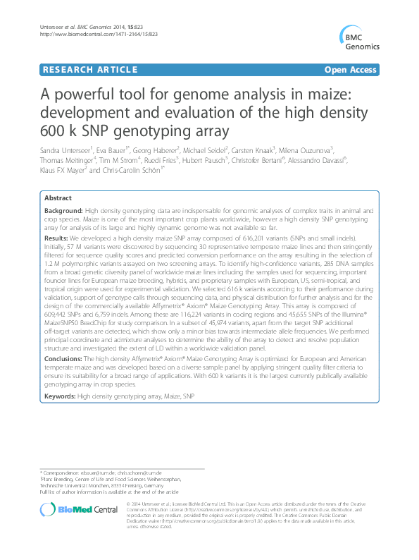 (PDF) A powerful tool for genome analysis in maize: development and evaluation of the high ...