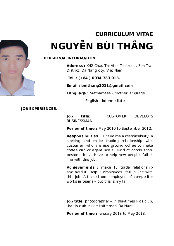 (DOC) CURRICULUM VITAE NGUY N BÙI TH NG