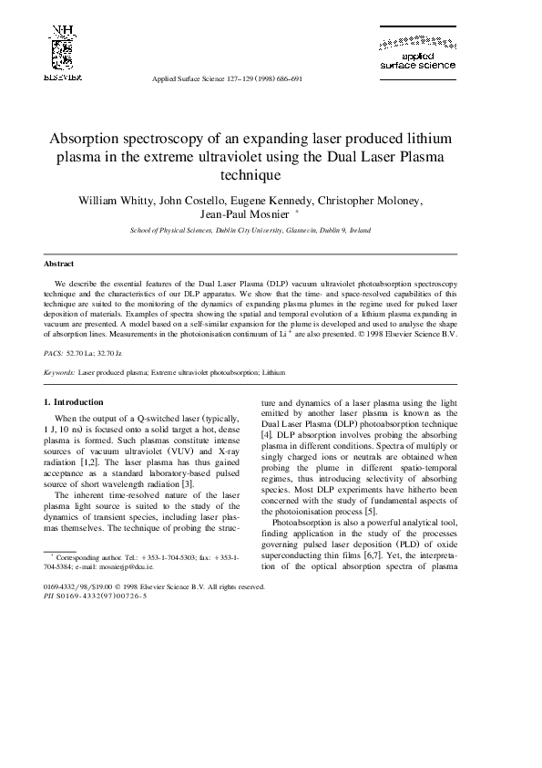 (PDF) Absorption spectroscopy of an expanding laser produced lithium ...