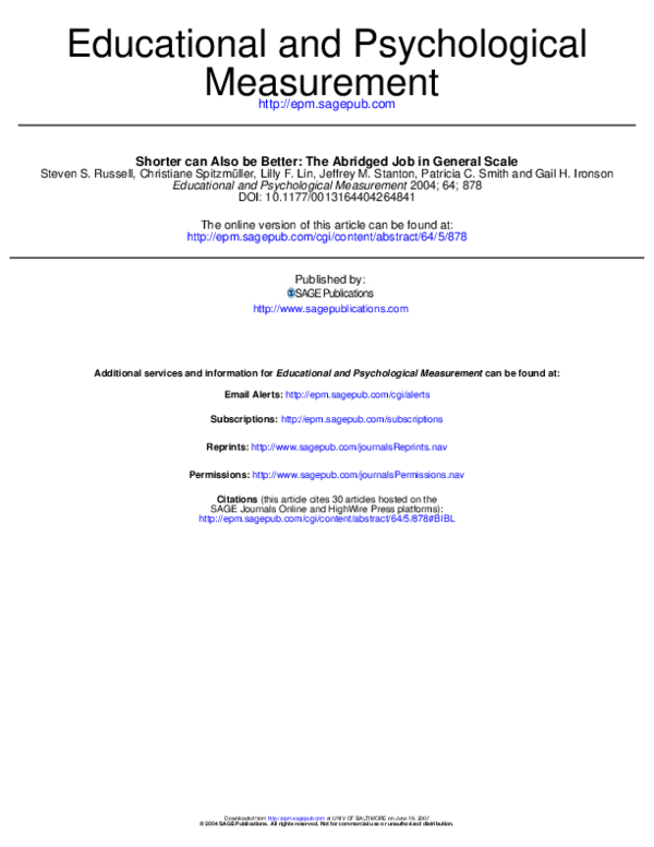(PDF) Shorter can Also be Better: The Abridged Job in General Scale