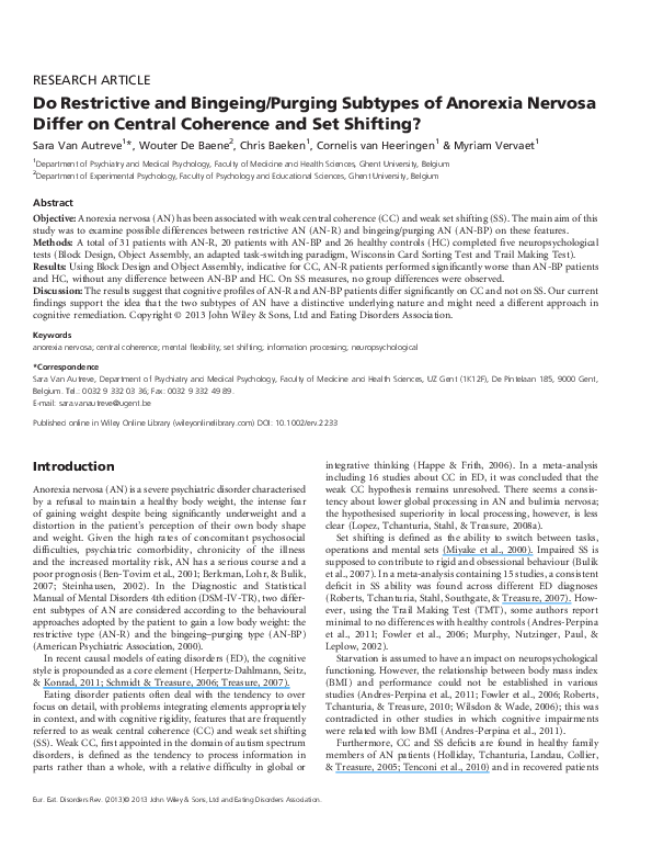 (PDF) Do Restrictive and Bingeing/Purging Subtypes of Anorexia Nervosa ...