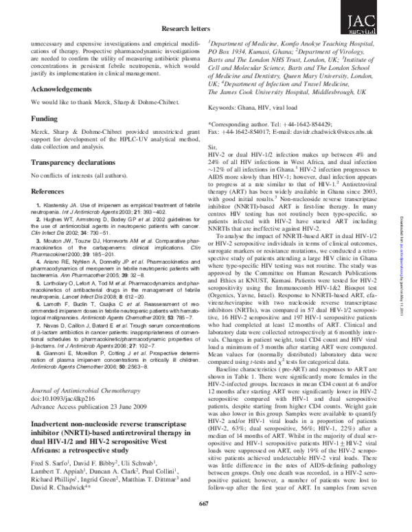 (PDF) Inadvertent non-nucleoside reverse transcriptase inhibitor (NNRTI ...