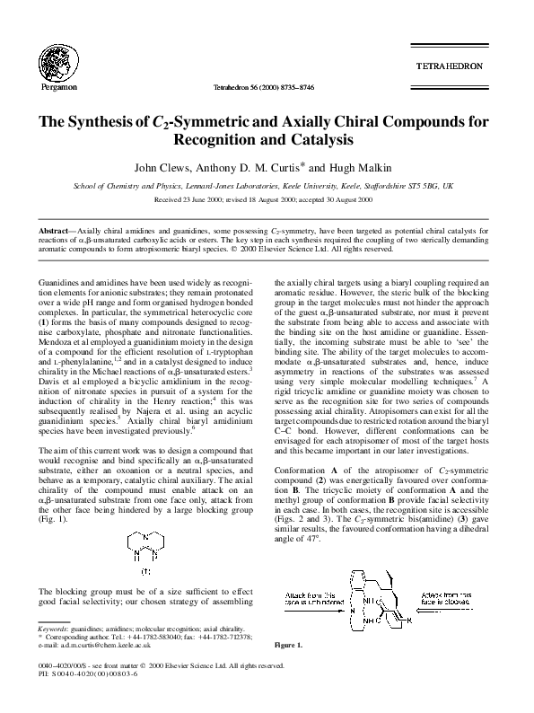 (PDF) The Synthesis of C2-Symmetric and Axially Chiral Compounds for ...