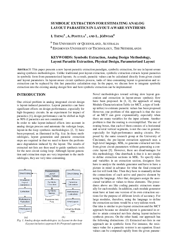 (PDF) Symbolic Extraction for Estimating Analog Layout Parasitics in Layout-Aware Synthesis