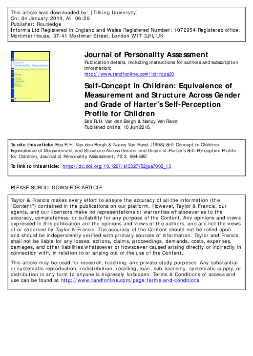 (PDF) Self-Concept in Children: Equivalence of Measurement and ...