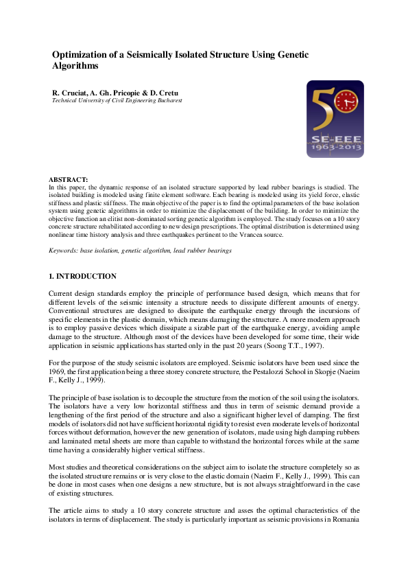 (PDF) Optimization of a Seismically Isolated Structure Using Genetic Algorithms