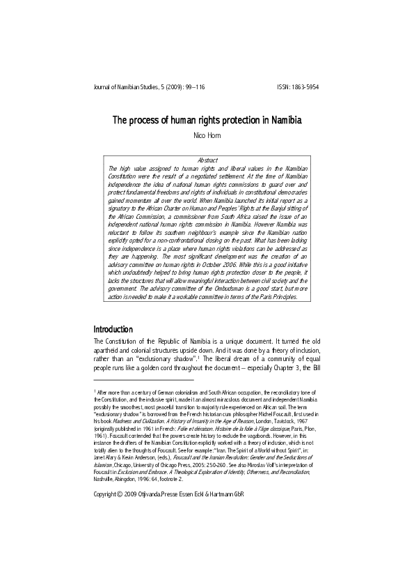 (PDF) The process of human rights protection in Namibia