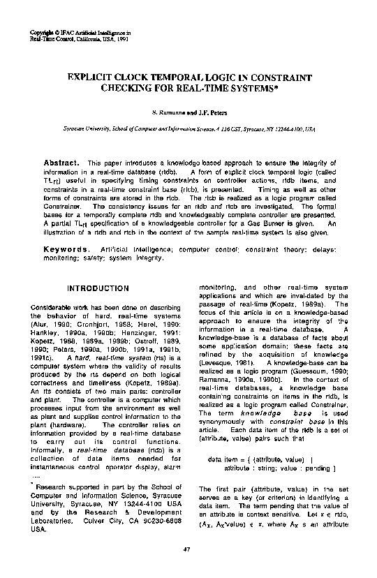 Pdf Explicit Clock Temporal Logic In Constraint Checking For Real