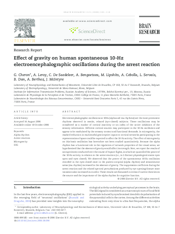 (PDF) Effect of gravity on human spontaneous 10Hz ...