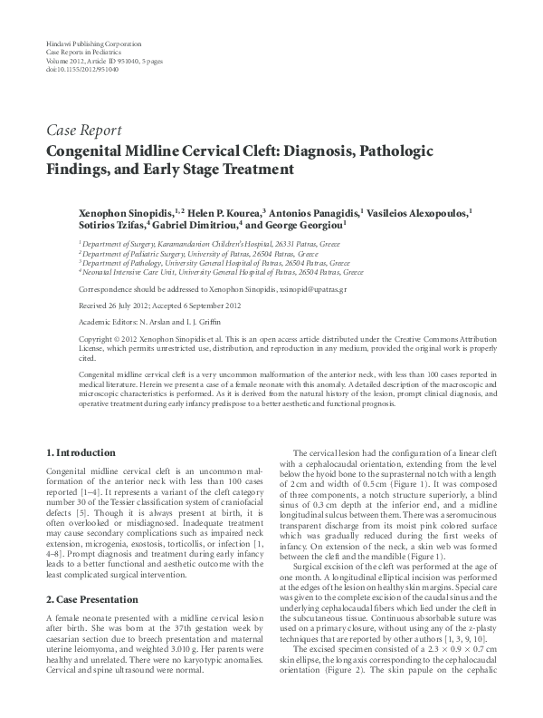 (PDF) Congenital midline cervical cleft: diagnosis, pathologic findings ...