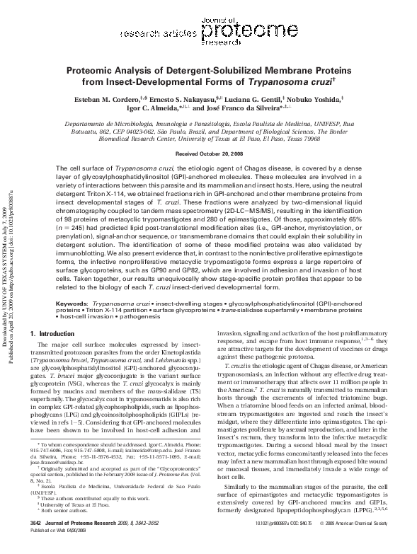 (PDF) Proteomic Analysis of Detergent-Solubilized Membrane Proteins ...