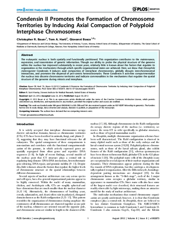 (PDF) Condensin II Promotes the Formation of Chromosome Territories by ...