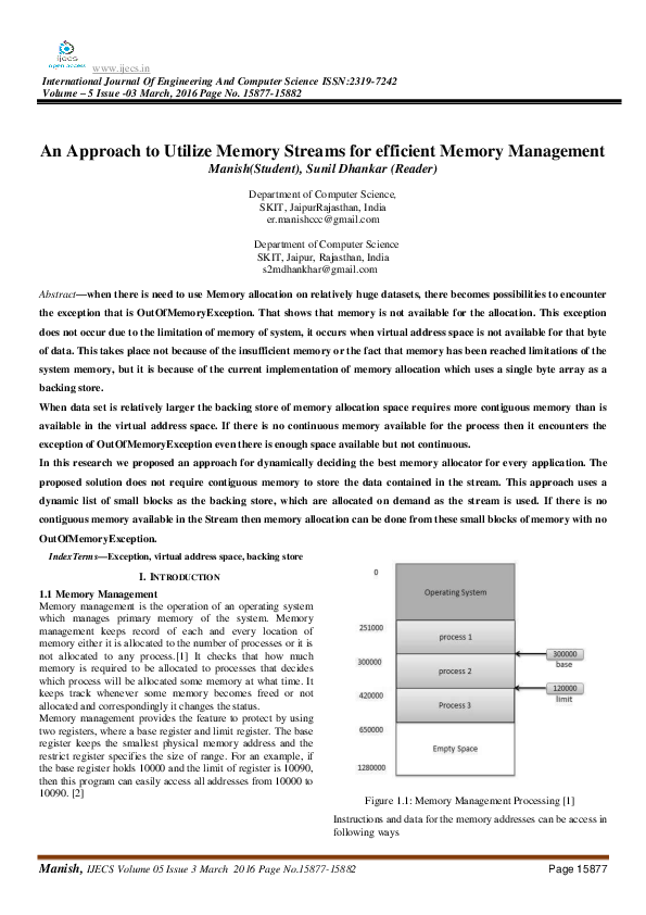 (PDF) An Approach to Utilize Memory Streams for efficient Memory ... (PDF) An Approach to Utilize Memory Streams for efficient Memory ...
